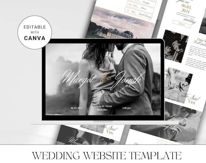 Elegant Canva Wedding Website Template Digital Invitationcanva Website ...