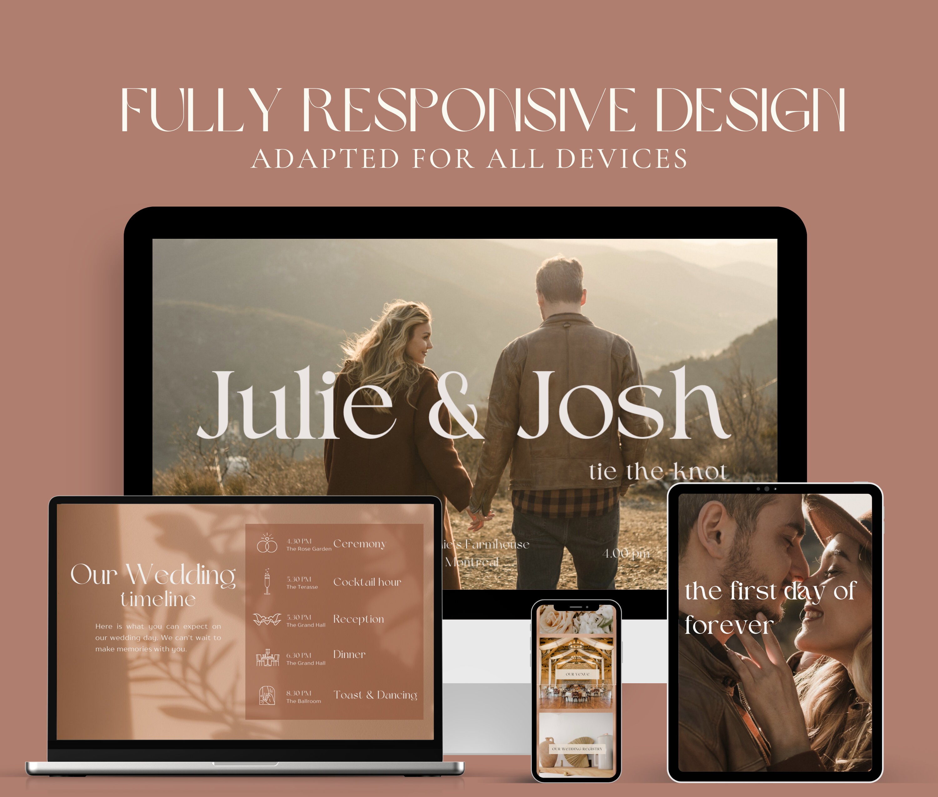 Elegant Terracotta Canva Wedding Website Template Digital Invitation ...