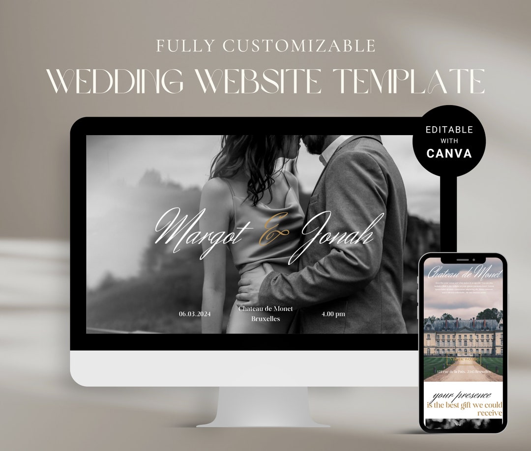Elegant Canva Wedding Website Template Digital Invitationcanva Website ...
