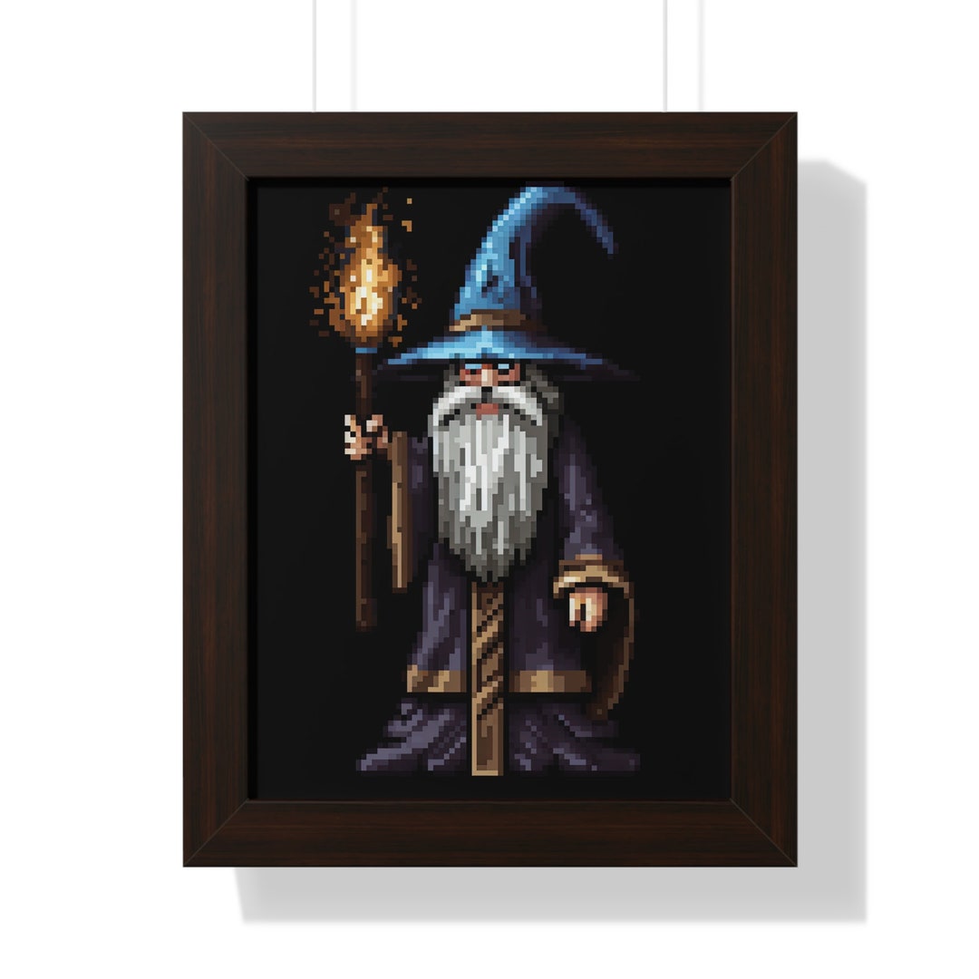 8-bit Retro Wizard, Mage, Magic User, Framed Vertical Poster - Etsy