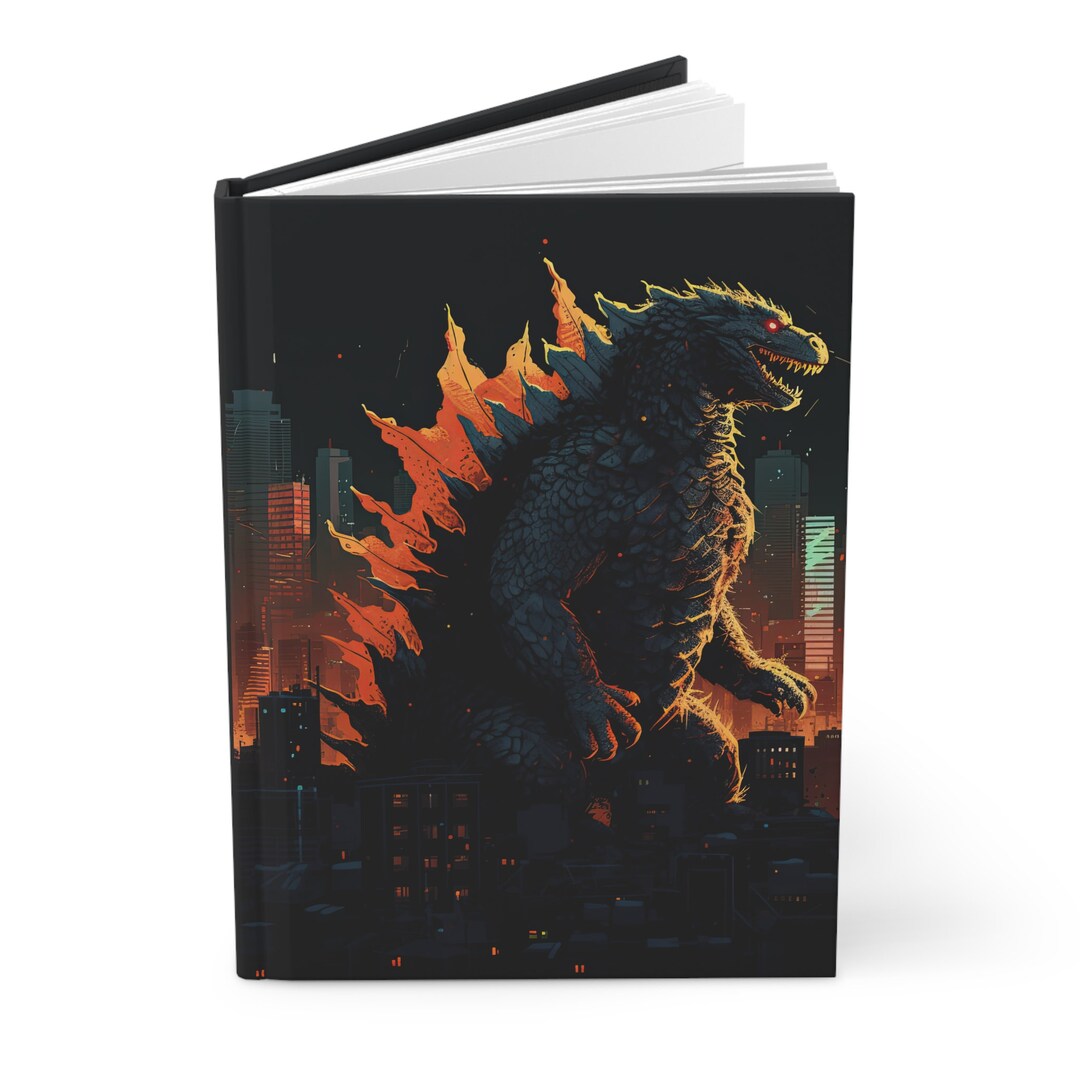 8 Bit Retro Kaiju Godzilla Monster Destroys City Notebook Journal ...