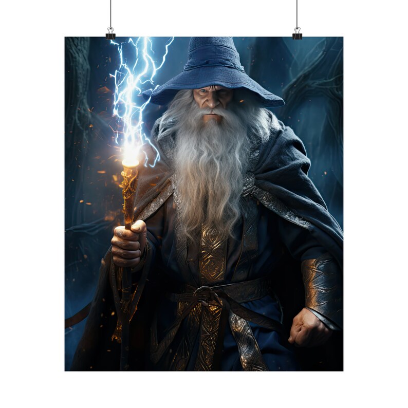 Dungeon Master Series Wizard, Sorcerer, Mage With Lightning Staff Matte ...