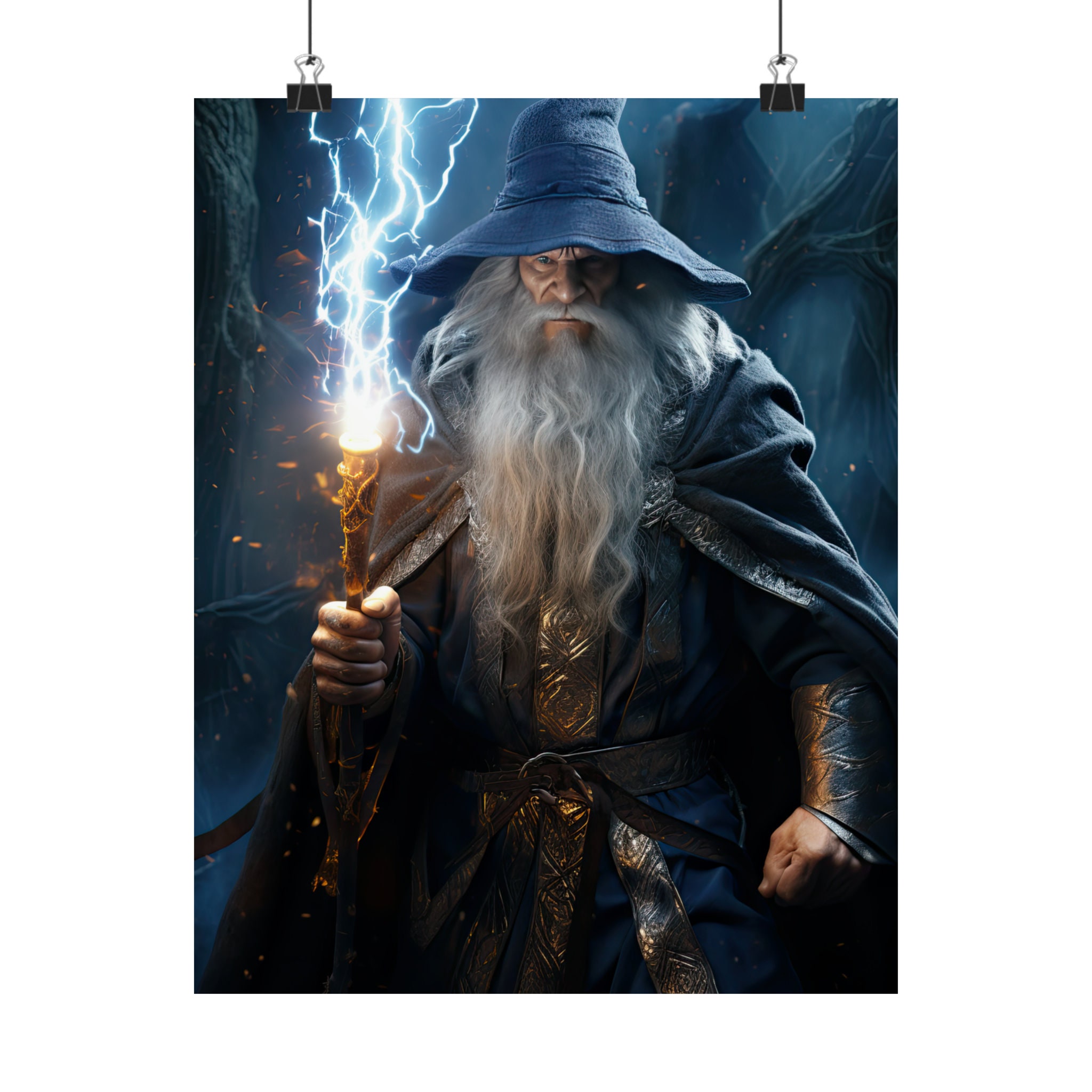 Dungeon Master Series Wizard, Sorcerer, Mage With Lightning Staff Matte ...