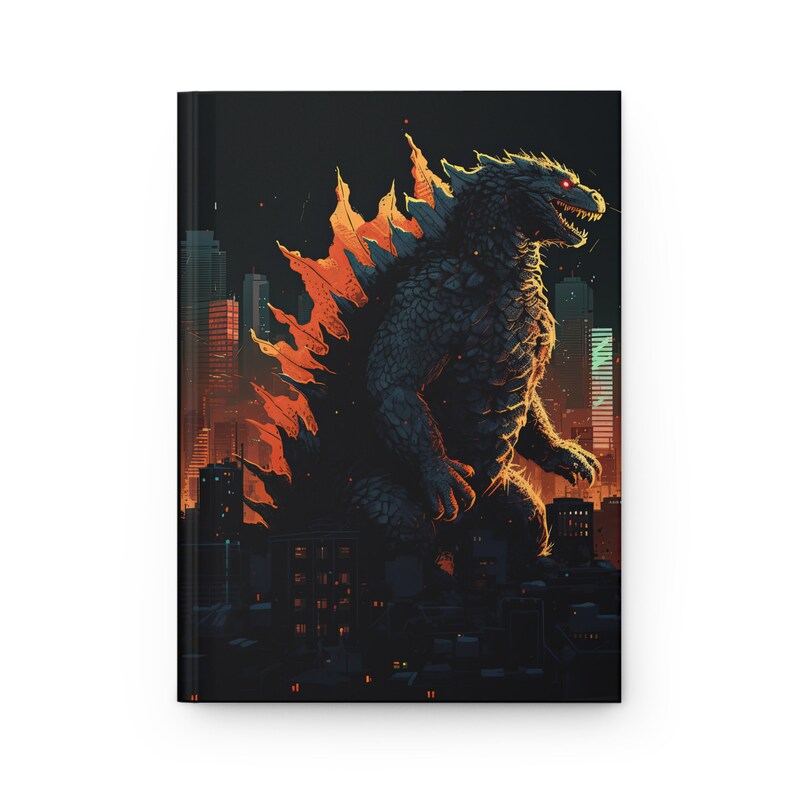 8 Bit Retro Kaiju Godzilla Monster Destroys City Notebook Journal ...