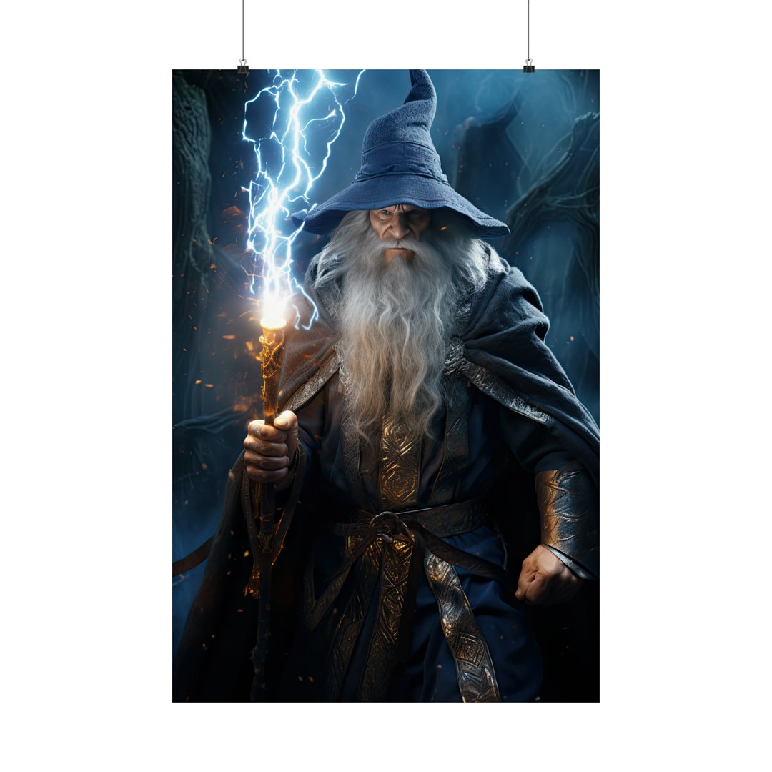 Dungeon Master Series Wizard, Sorcerer, Mage With Lightning Staff Matte ...