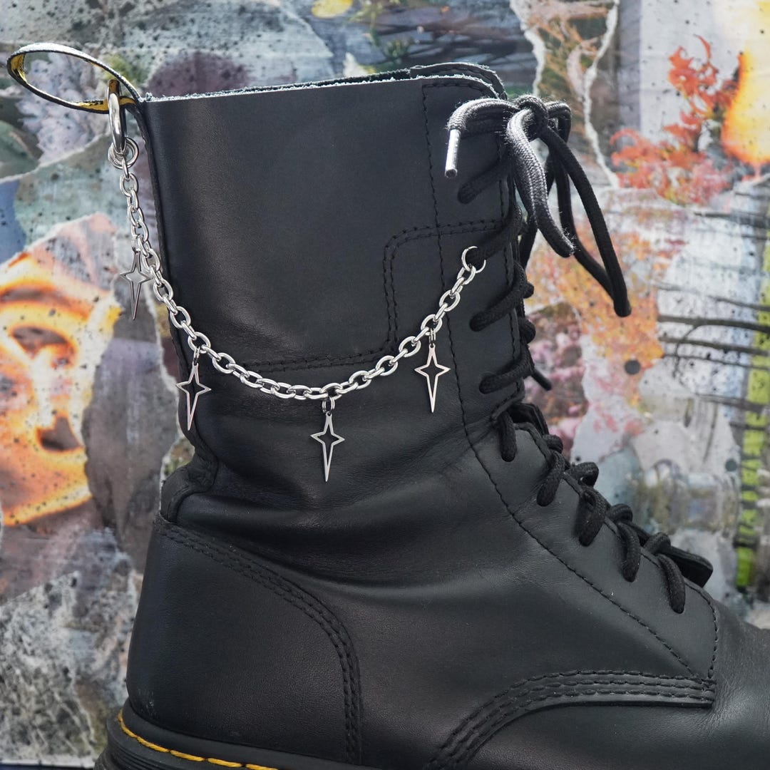 Starman - Stainless Steel Lace and Clip in Boot Chain With Star Charms ...