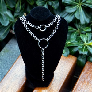 Recurring Dream Long Adjustable O-ring Necklace, Double Layer Stainless ...