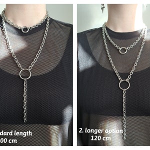 Recurring Dream Long Adjustable O-ring Necklace, Double Layer Stainless ...