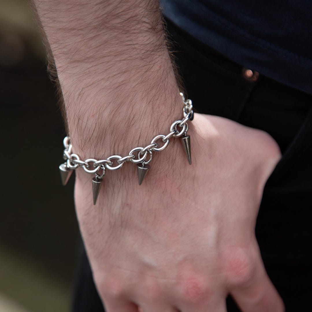 Authority - Stainless Steel Spike Charm Bracelet - Etsy