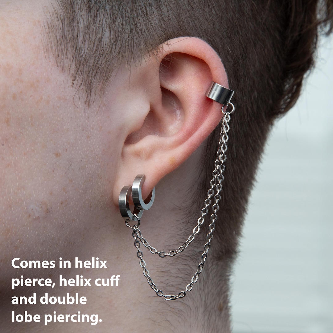 Brightside - Plain Chain Bajoran Multi-pierce Earring With Cuff Options ...