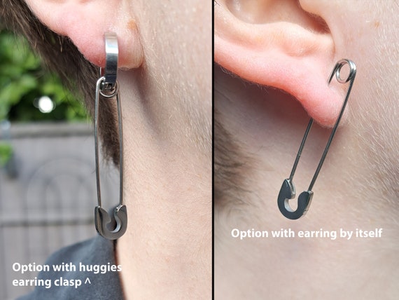 Safety pin hypoallergenic punk style earrings safety pin piercings with clasps Etsy Italia