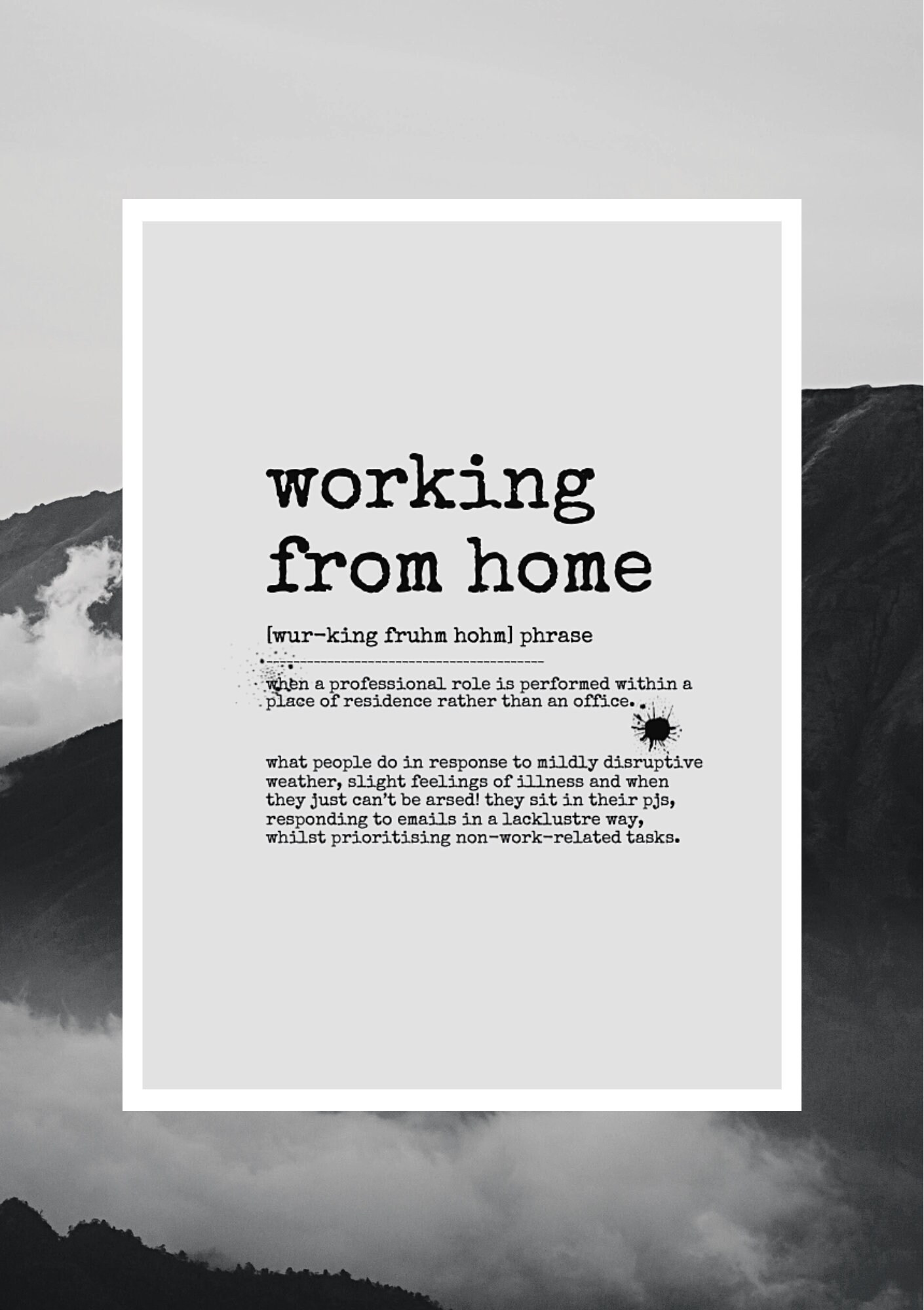 Working From Home Definition Printable Wall Art, Office Wall Art ...