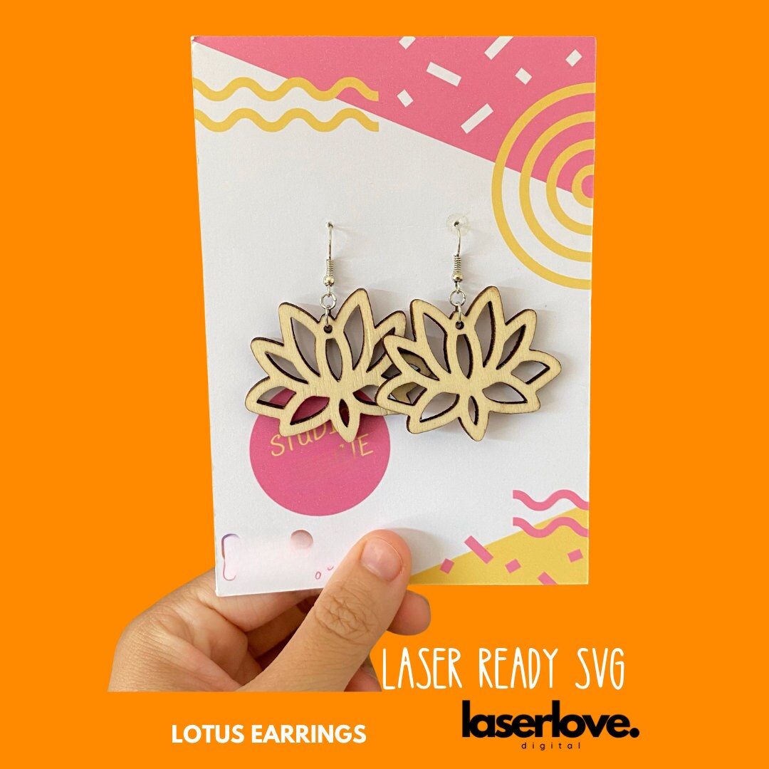 Lotus Flower Earrings SVG File Lasercut Template Commercial License CO2 ...