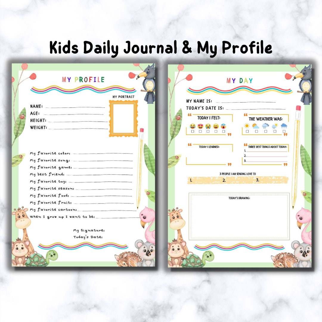 Kids Daily Journal Printable, Journal for Kids, Kids Gratitude Journal ...