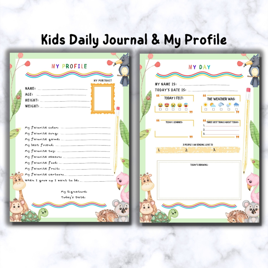 Kids Daily Journal Printable, Journal for Kids, Kids Gratitude Journal ...