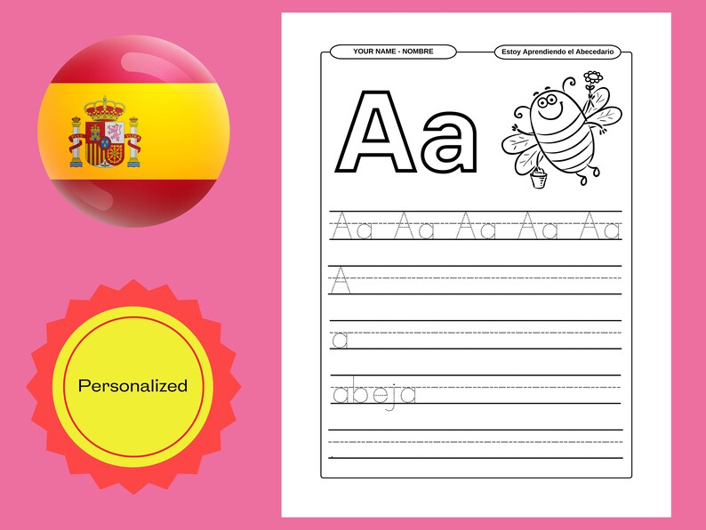 Personalized Spanish ABC Worksheets, Espanol Alphabet Tracing Workbook ...
