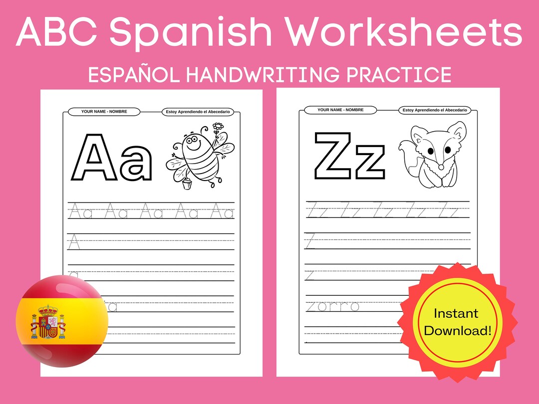 Personalized Spanish ABC Worksheets Espanol Alphabet Tracing - Etsy
