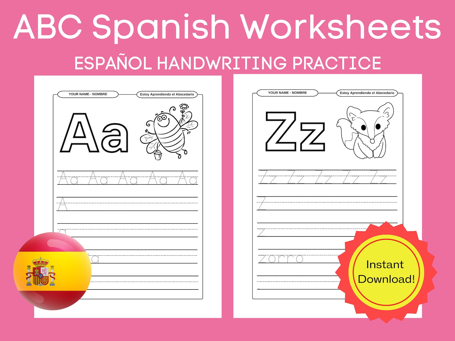 Personalized Spanish ABC Worksheets, Espanol Alphabet Tracing Workbook ...