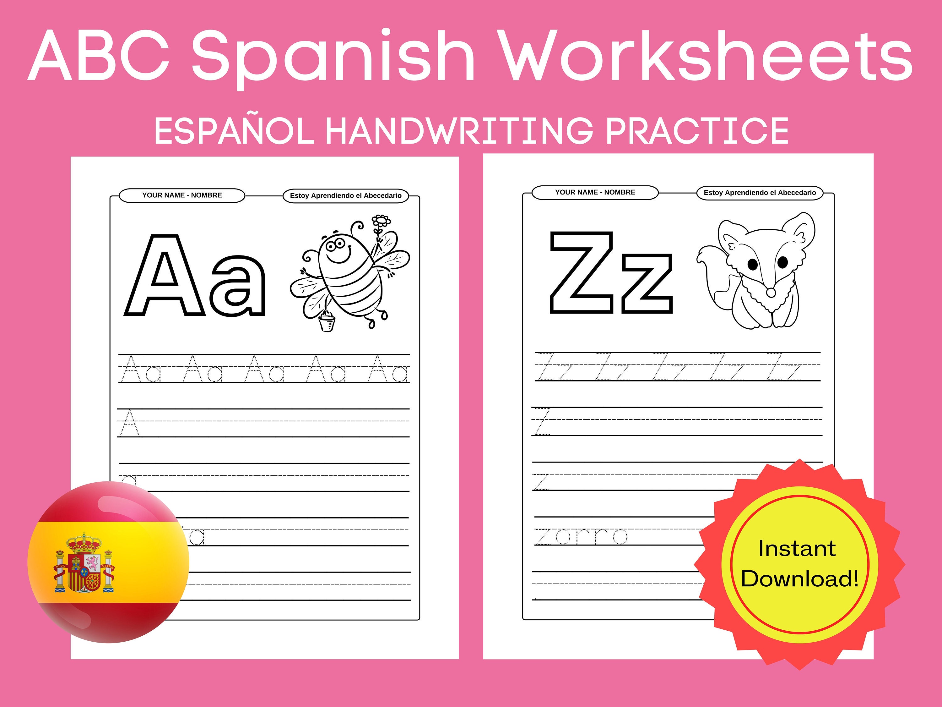 Personalized Spanish ABC Worksheets, Espanol Alphabet Tracing Workbook ...