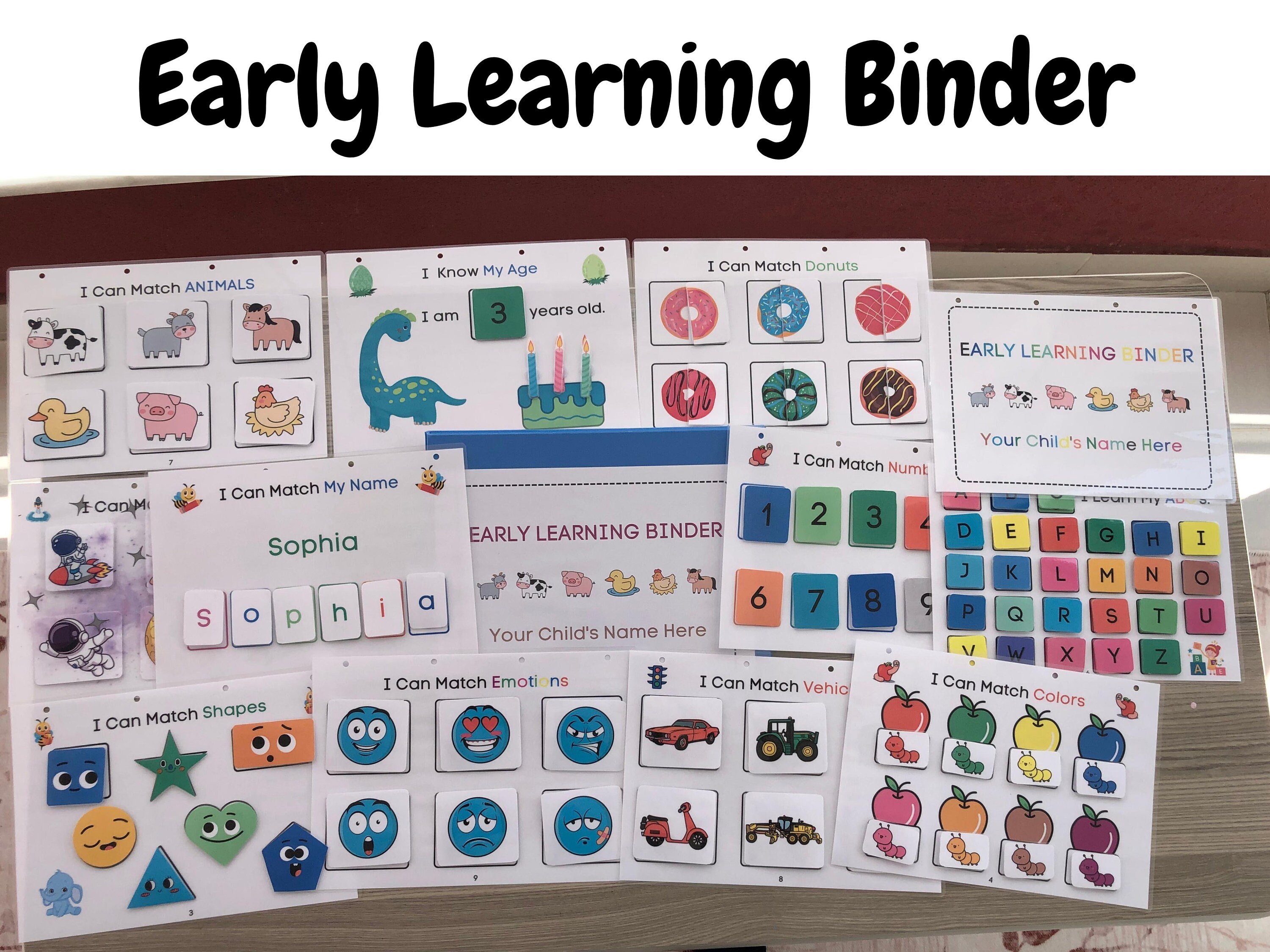 Preschool Toddler Early Learning Binder, Personalized Learning Binder ...