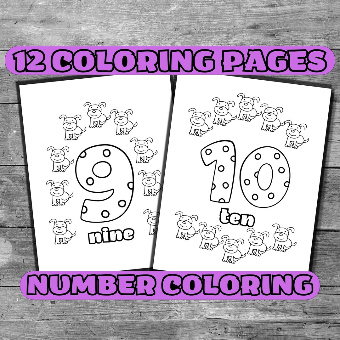 Numbers Coloring Page Worksheets for Preschool - Kindergarten Toddlers ...
