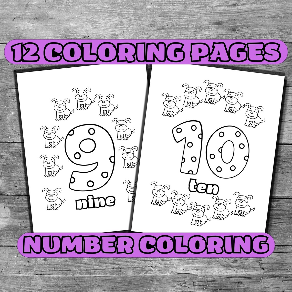 Numbers Coloring Page Worksheets for Preschool - Kindergarten Toddlers ...
