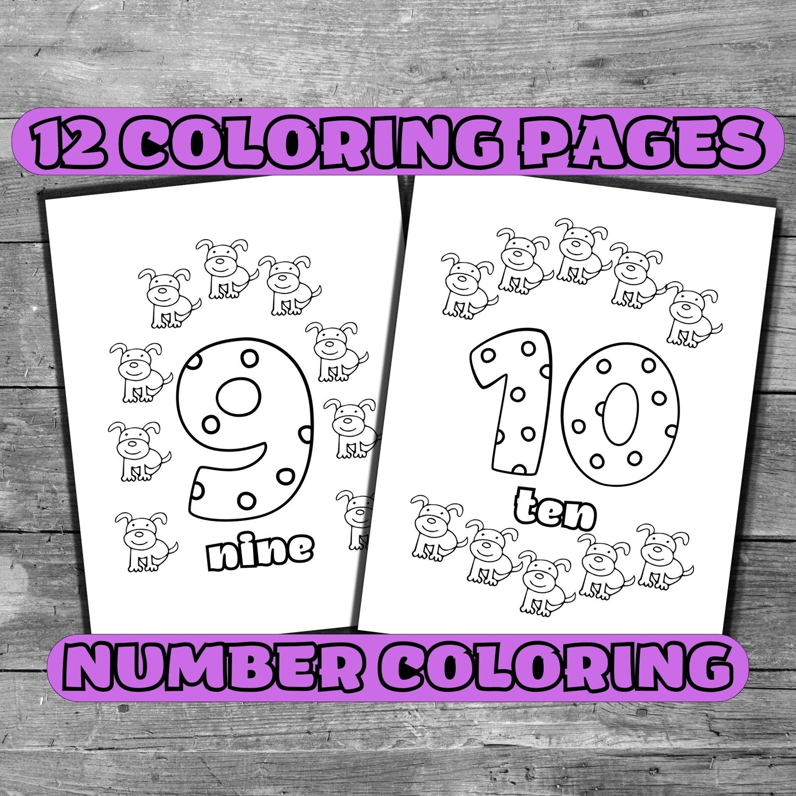 Numbers Coloring Page Worksheets for Preschool - Kindergarten Toddlers ...