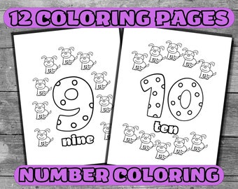 0 - 10 Numbers Printable Coloring Page Worksheets for Preschool ...