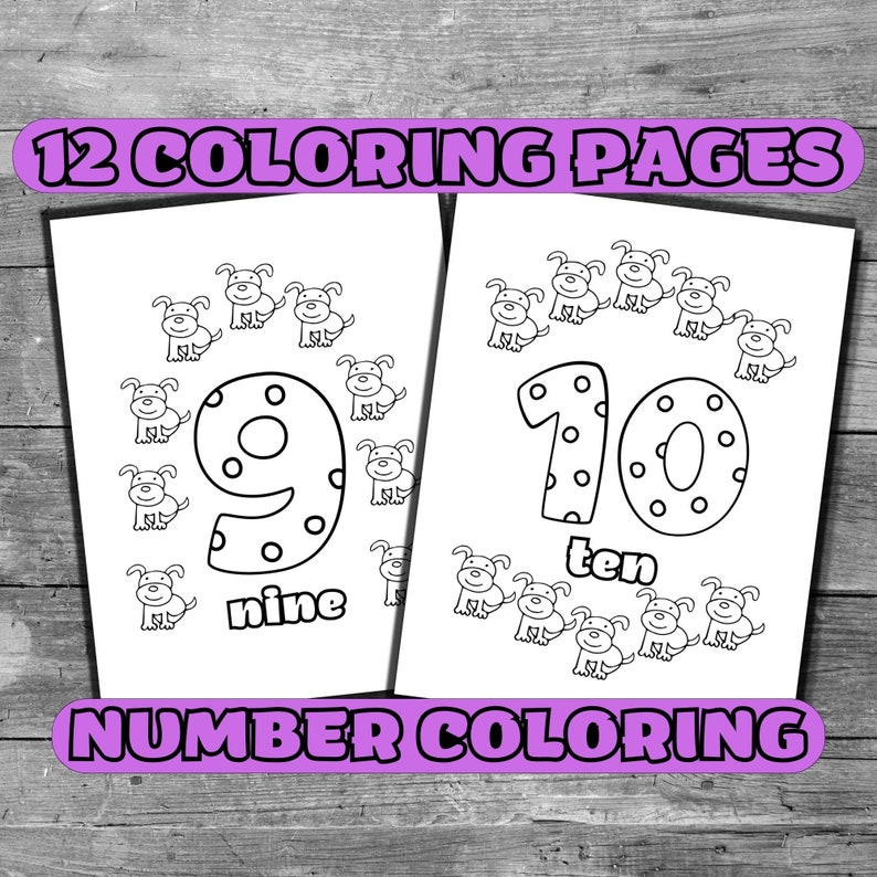 Numbers Coloring Page Worksheets for Preschool - Kindergarten Toddlers ...