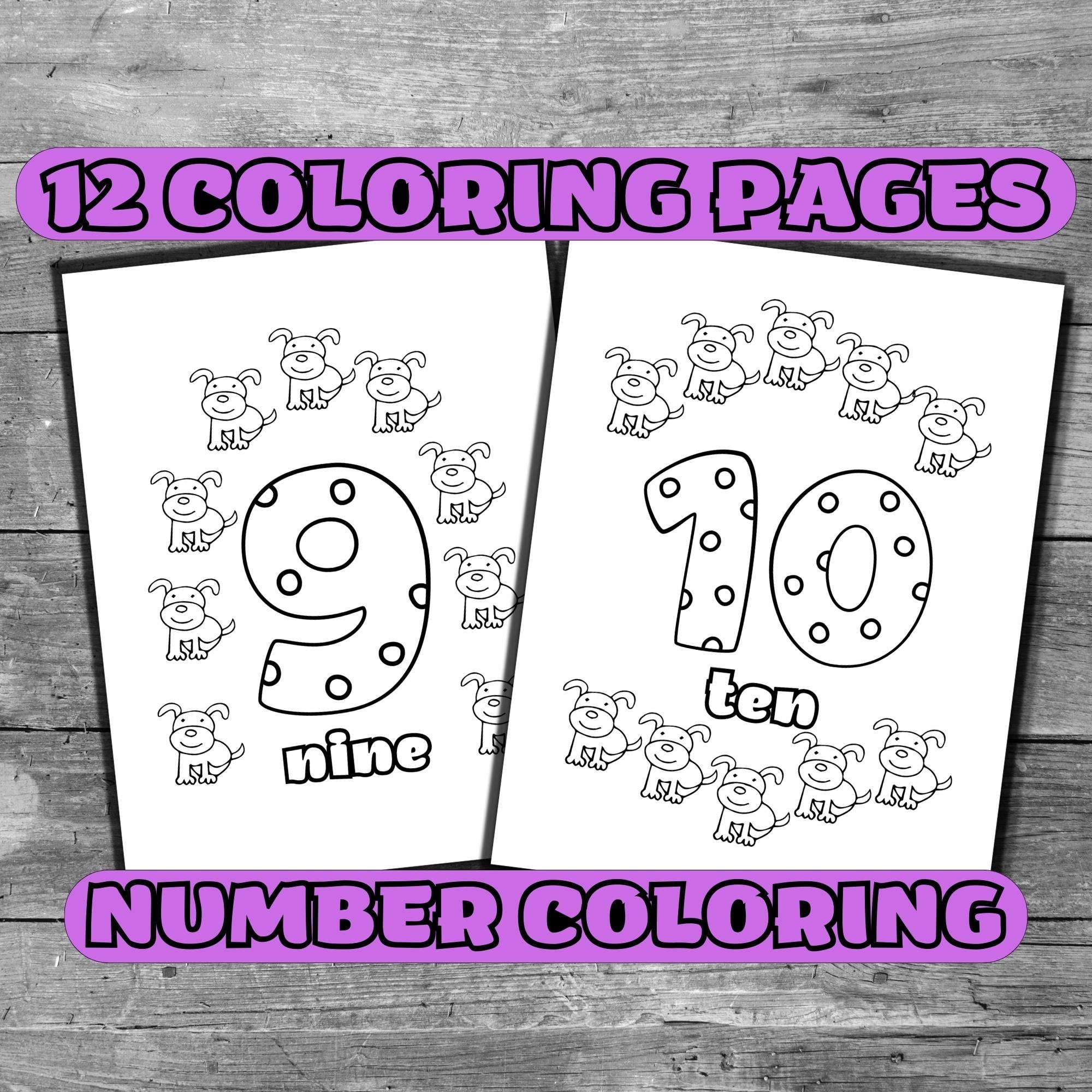 Numbers Coloring Page Worksheets for Preschool - Kindergarten Toddlers ...