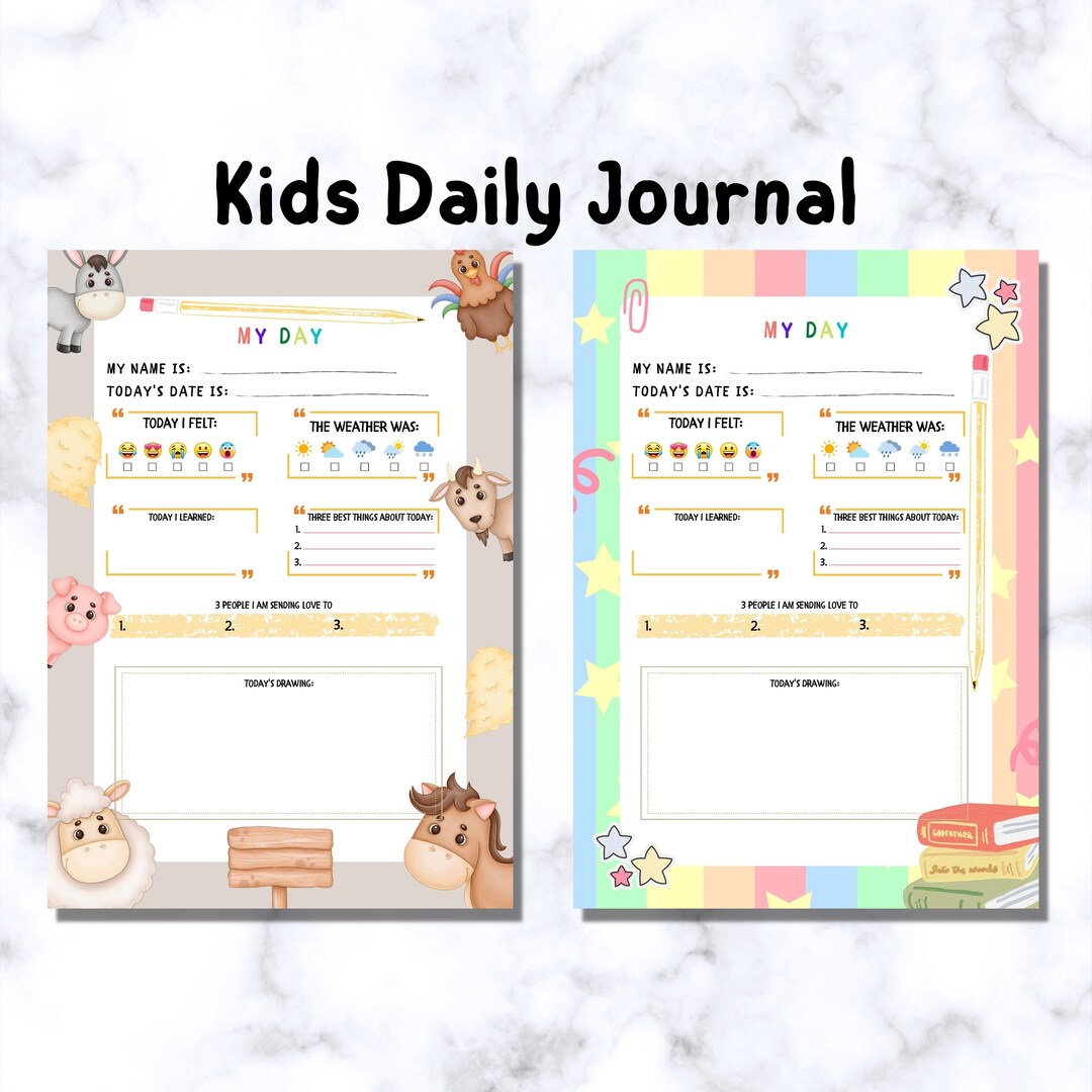 Kids Activity Drawing Page, Kids Daily Journal Printable, Journal for ...