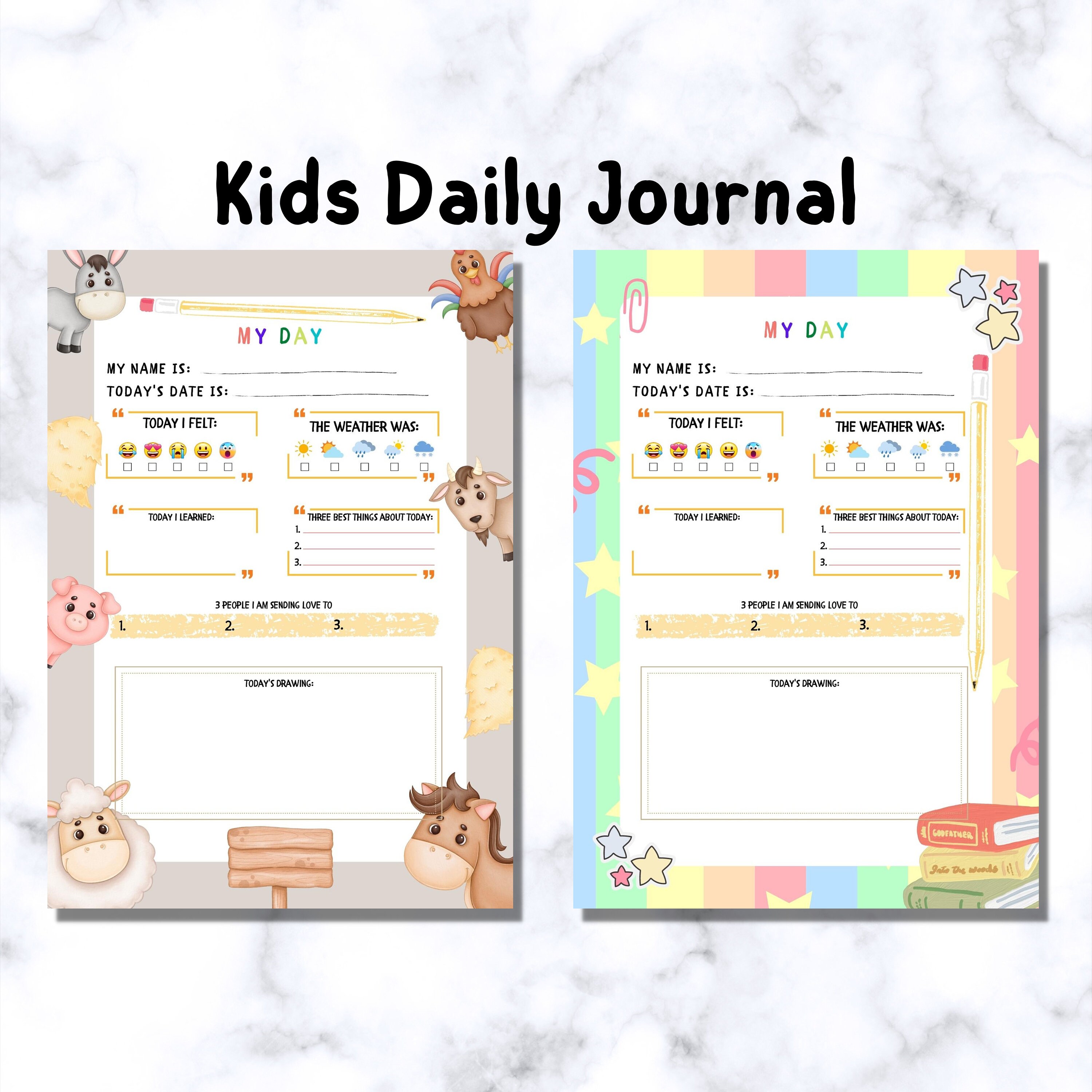 Kids Activity Drawing Page, Kids Daily Journal Printable, Journal for ...