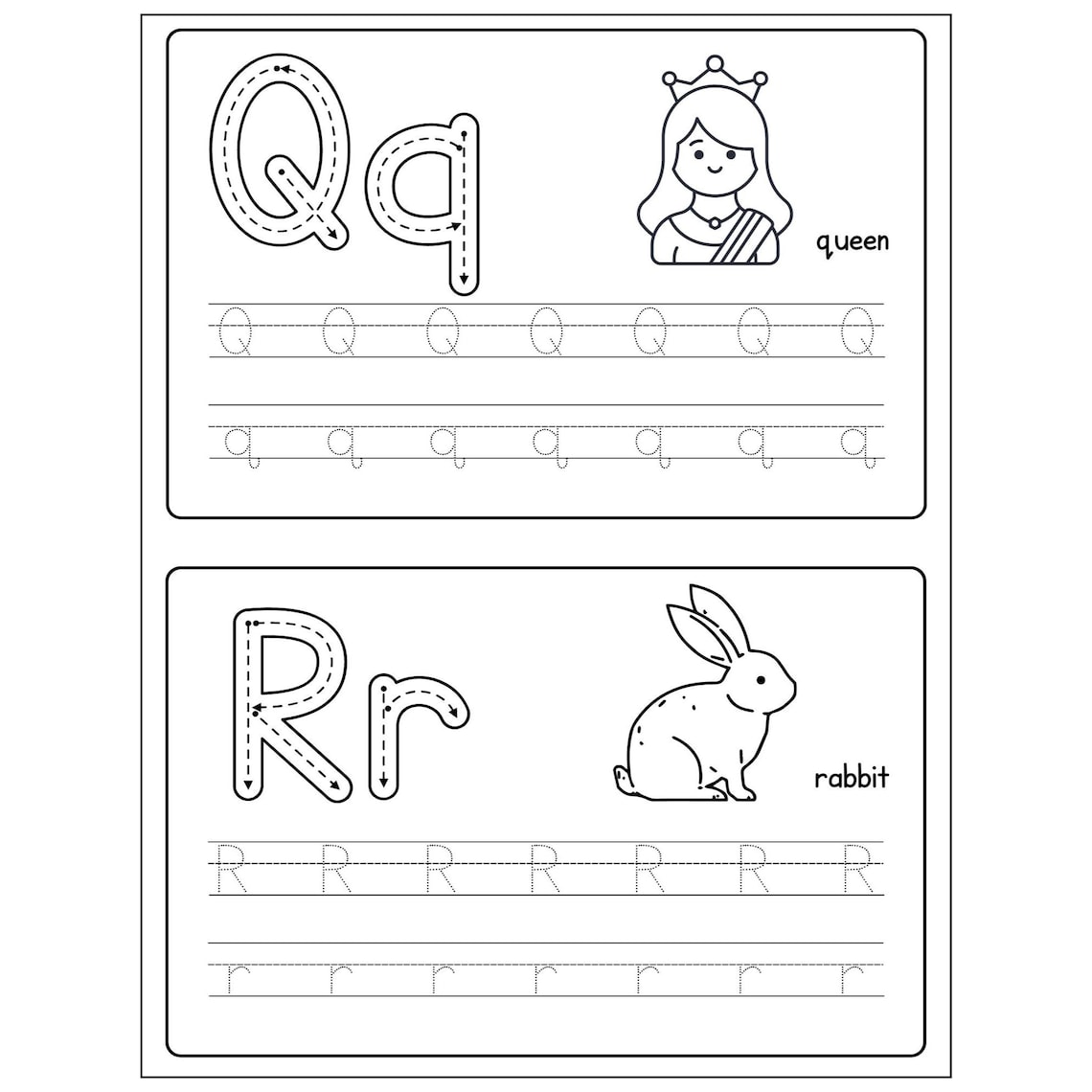 ABC Tracing Cards - Worksheets Preschool- Kindergarten Handwriting ...