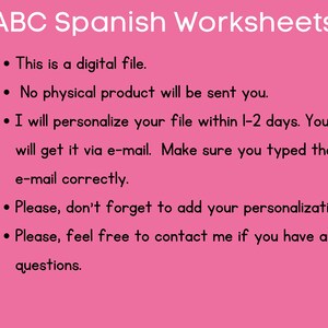 Personalized Spanish ABC Worksheets, Espanol Alphabet Tracing Workbook ...