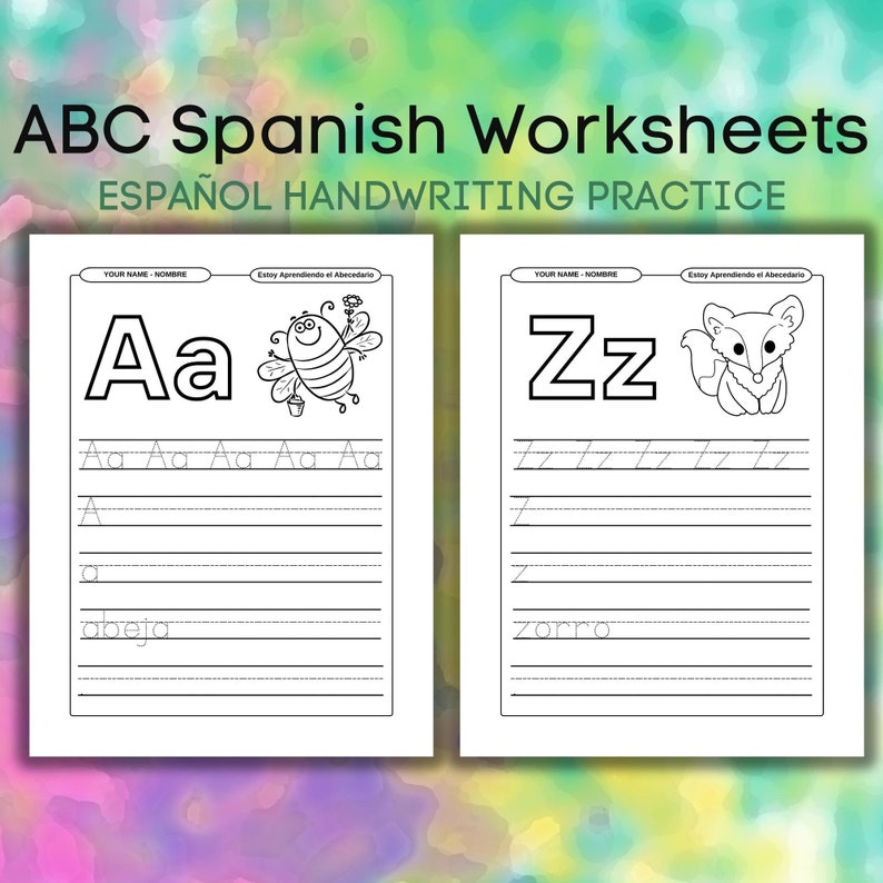 Personalized Spanish ABC Worksheets, Espanol Alphabet Tracing Workbook ...