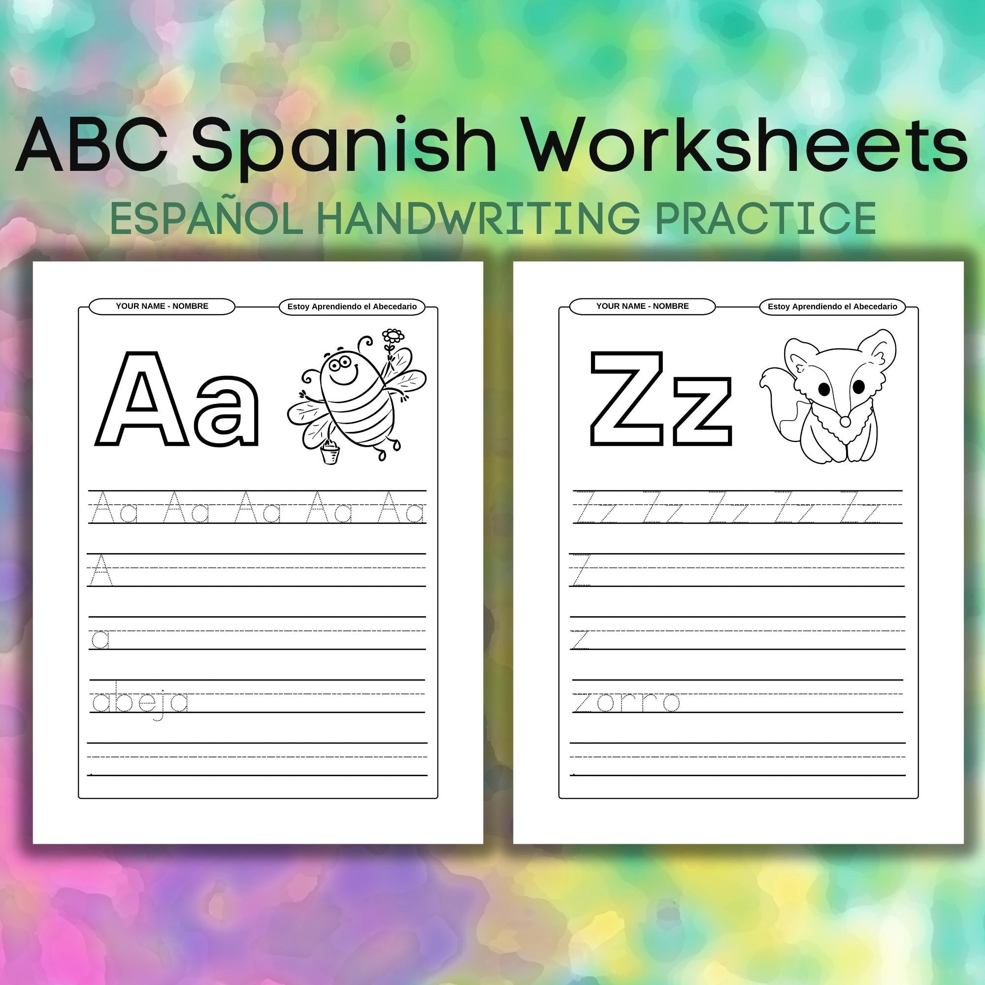 Personalized Spanish ABC Worksheets, Espanol Alphabet Tracing Workbook ...