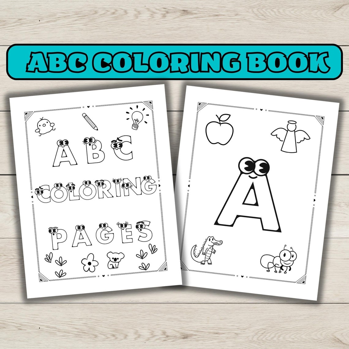 ABC Alphabet Coloring Page Worksheets, Homeschool Coloring Book ...
