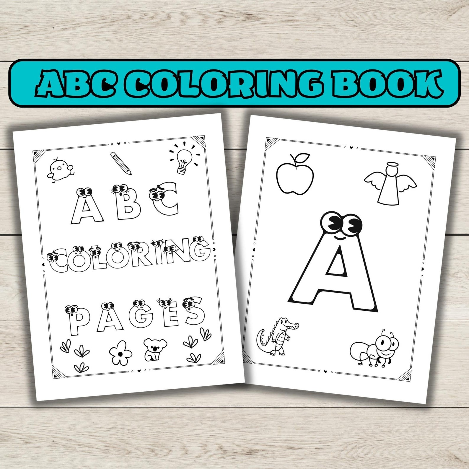 ABC Alphabet Coloring Page Worksheets, Homeschool Coloring Book ...