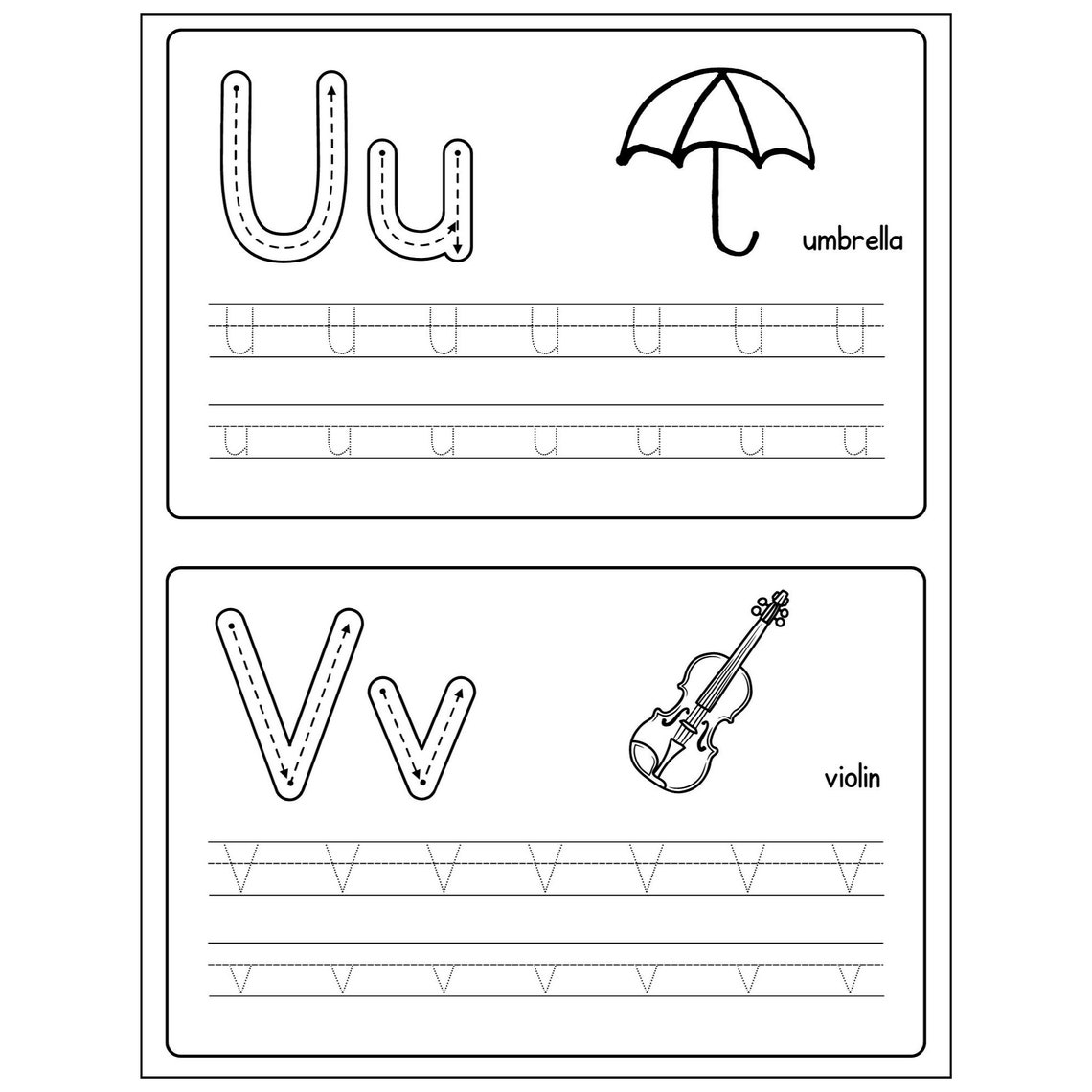 ABC Tracing Cards - Worksheets Preschool- Kindergarten Handwriting ...