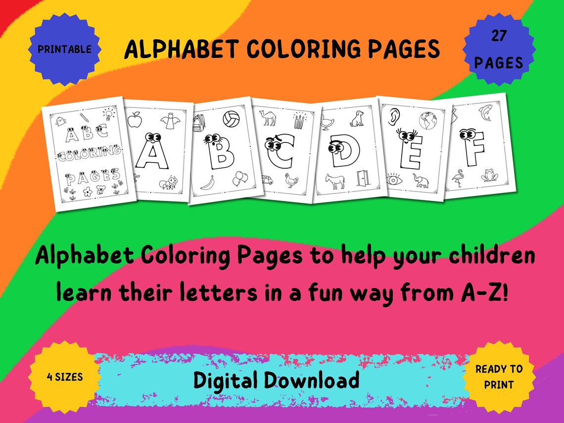 ABC Alphabet Coloring Page Worksheets, Homeschool Coloring Book ...