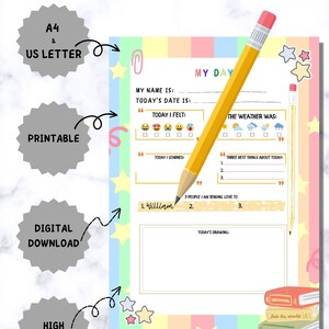 Kids Activity Drawing Page, Kids Daily Journal Printable, Journal for ...