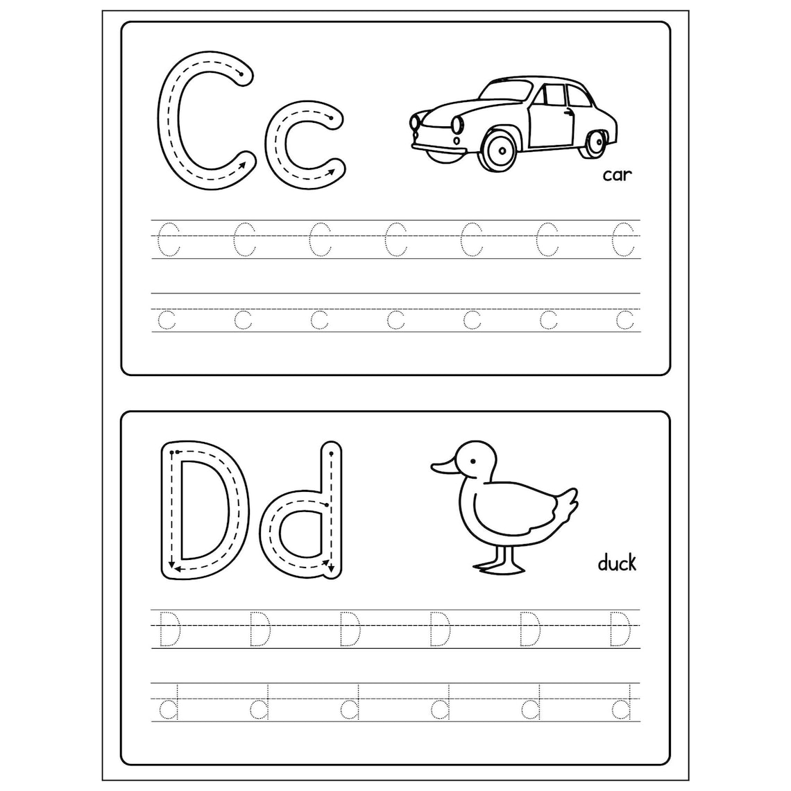 ABC Tracing Cards - Worksheets Preschool- Kindergarten Handwriting ...