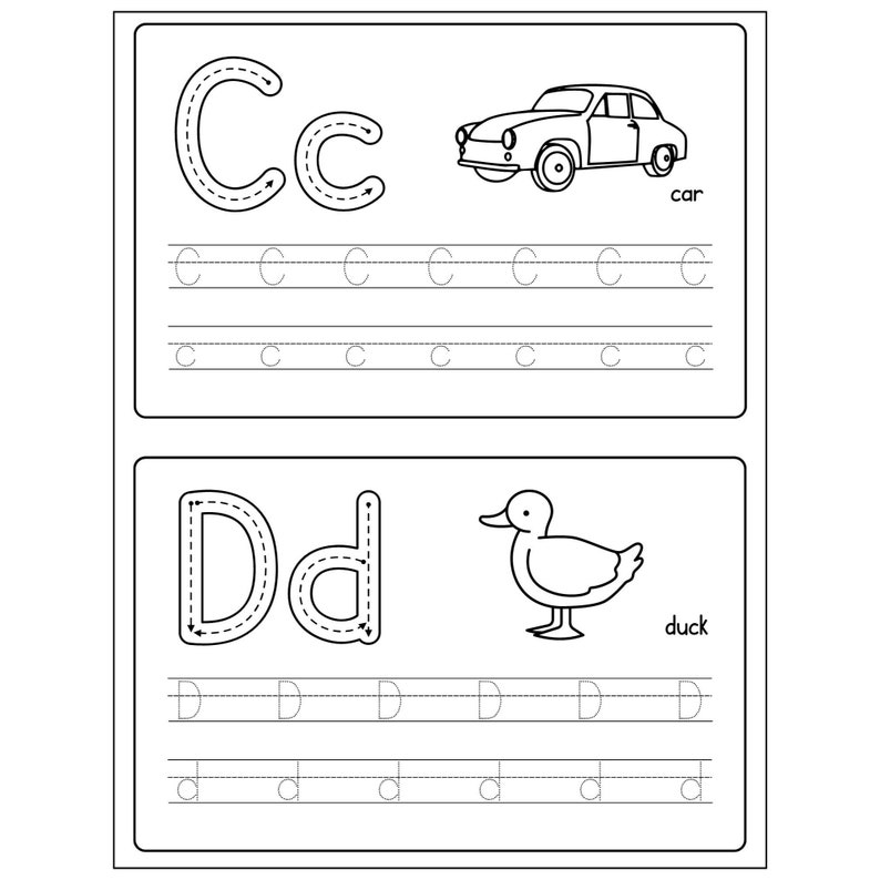 ABC Tracing Cards - Worksheets Preschool- Kindergarten Handwriting ...