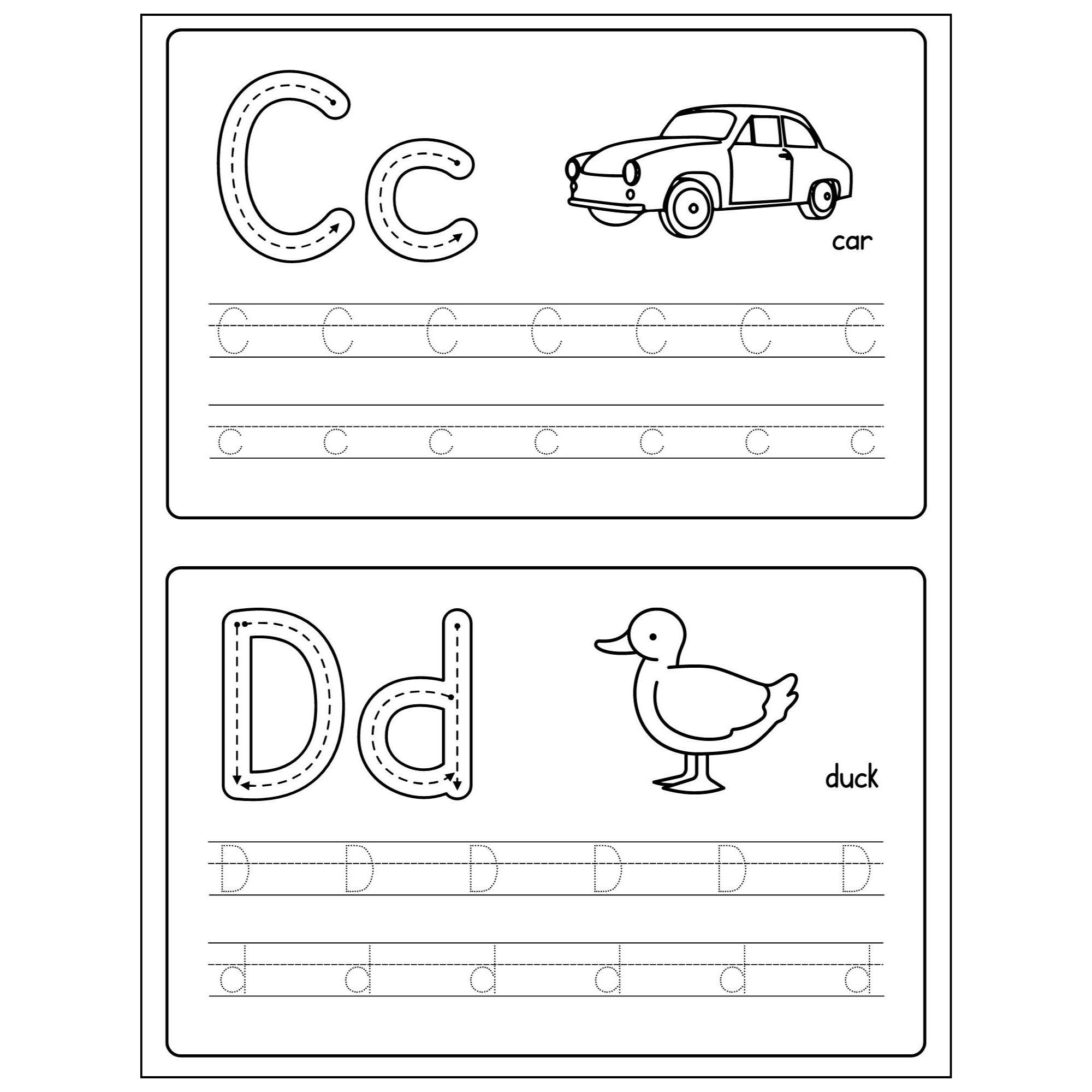 ABC Tracing Cards - Worksheets Preschool- Kindergarten Handwriting ...