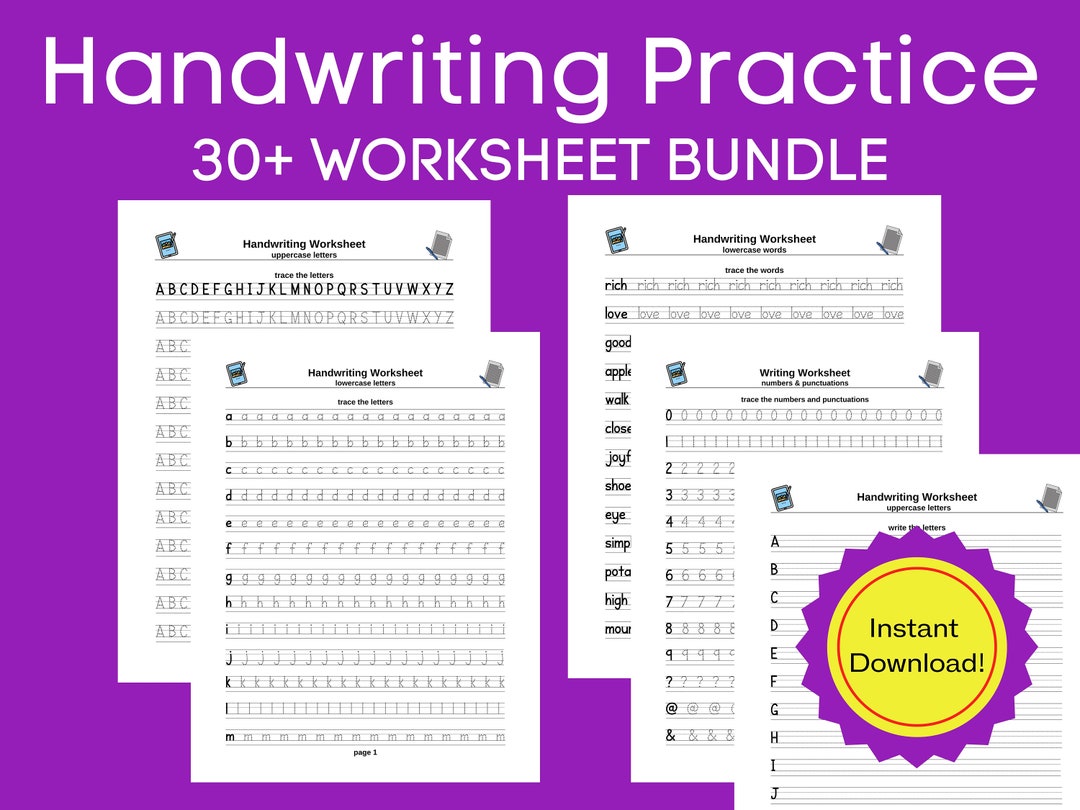 Handwriting Worksheet Bundle Alphabet Writing Practice - Etsy
