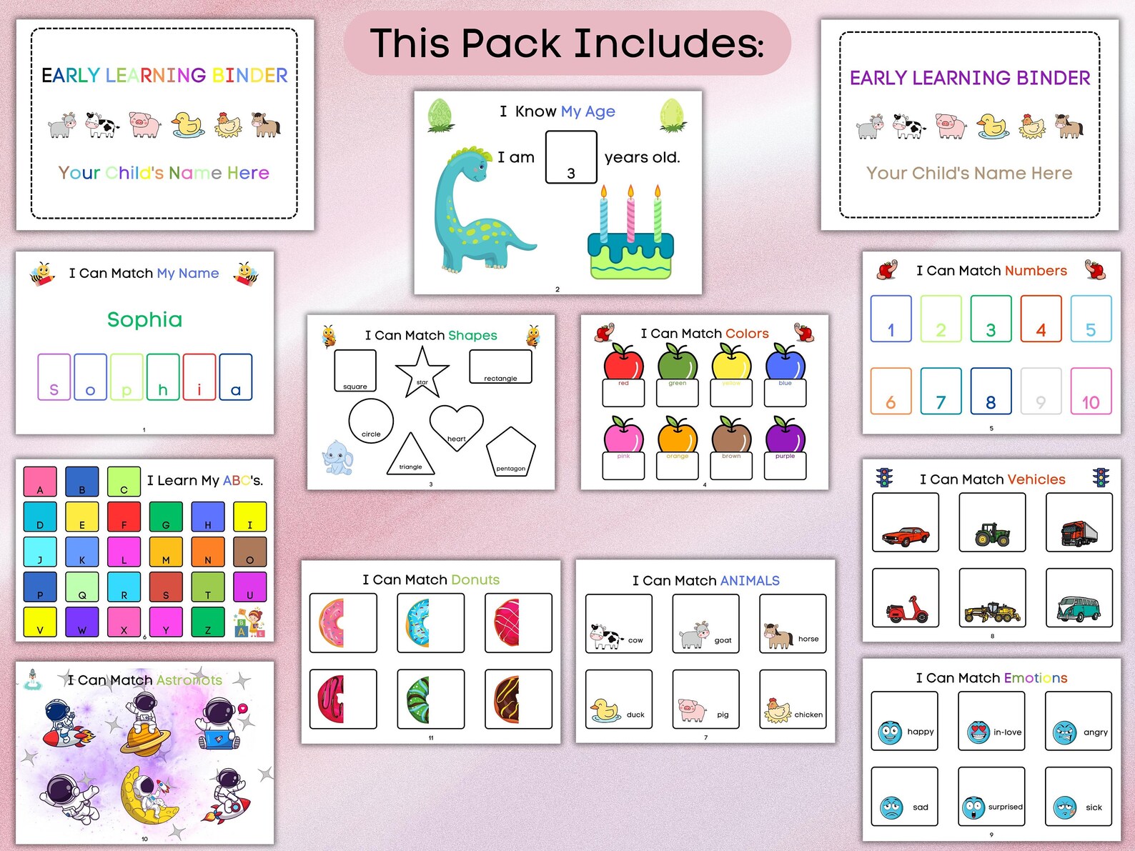 Preschool - Toddler Early Learning Binder, Personalized Learning Binder ...
