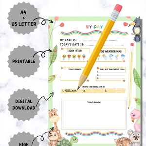 Kids Daily Journal Printable, Journal for Kids, Kids Gratitude Journal ...