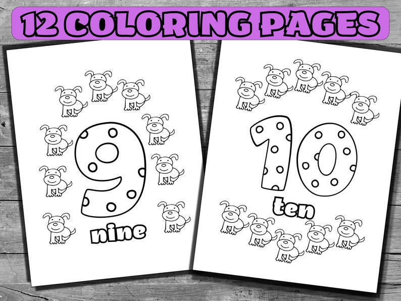 Numbers Coloring Page Worksheets for Preschool - Kindergarten Toddlers ...