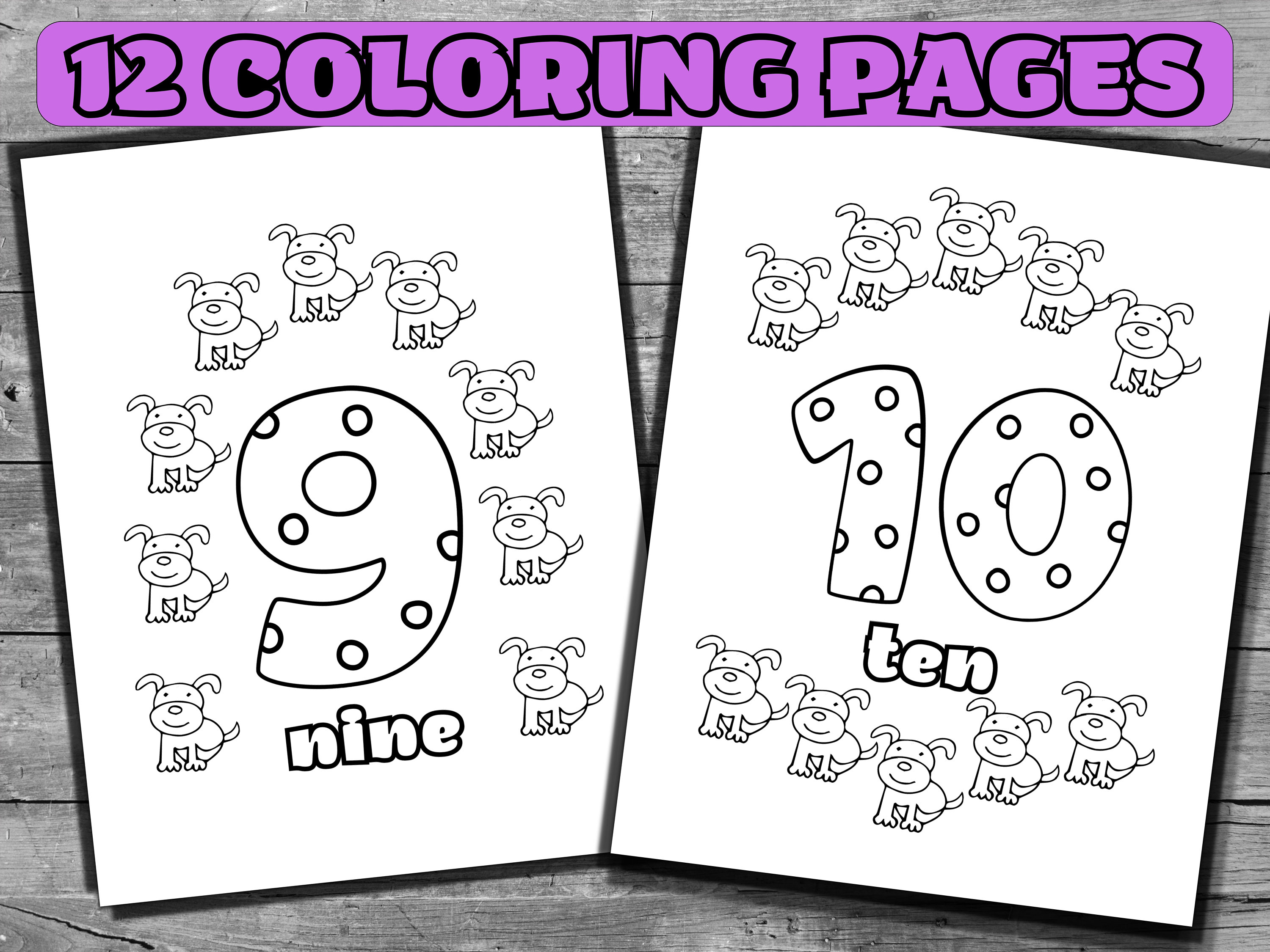 Numbers Coloring Page Worksheets for Preschool - Kindergarten Toddlers ...