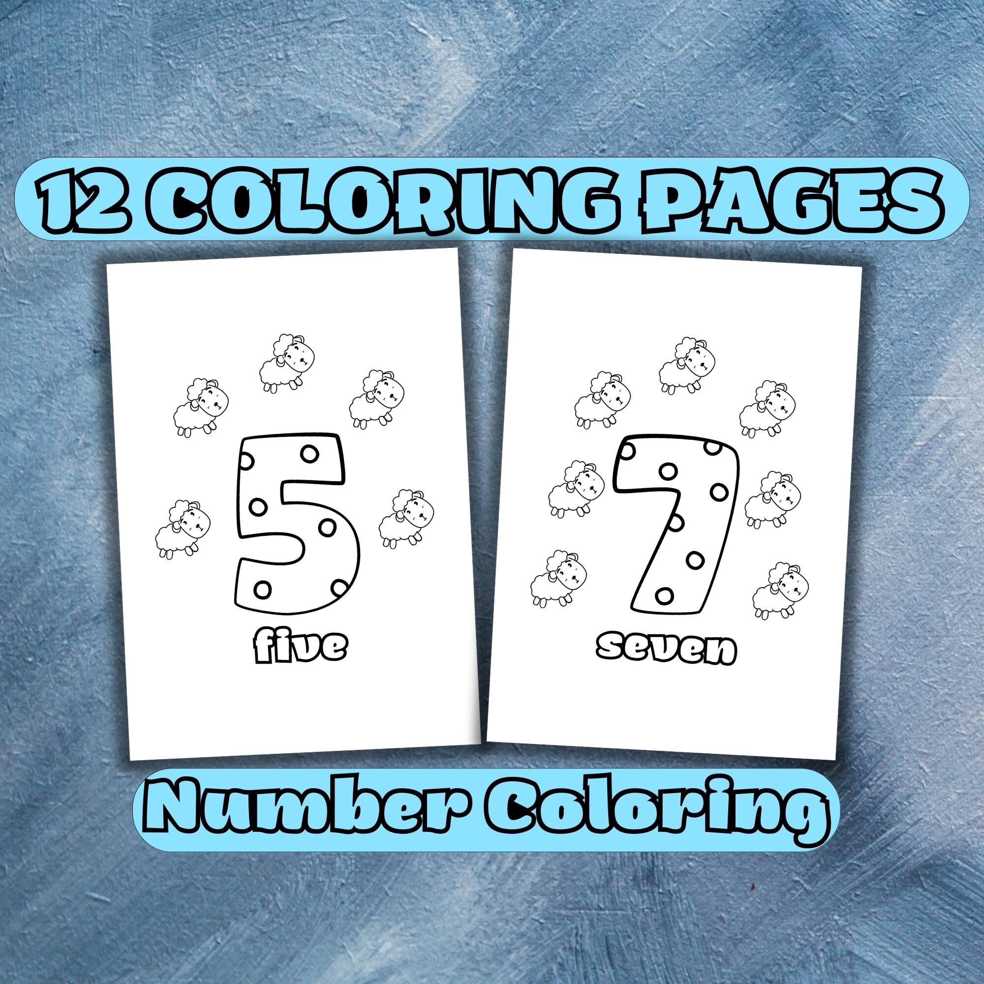 Numbers Coloring Page Worksheets for Preschool Kindergarten Toddlers ...